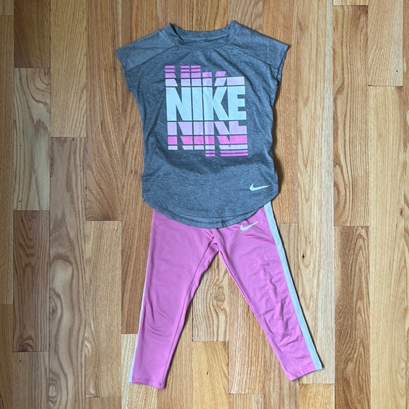 Nike | Matching Sets | Nike Girls Drifit Matching Set Pink And Gray Size 45 | Poshmark